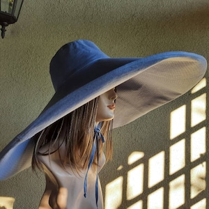 Extra Extra Wide Brim Sun Hat, Women's Wide Brim Sun Natural Linen Sun ...