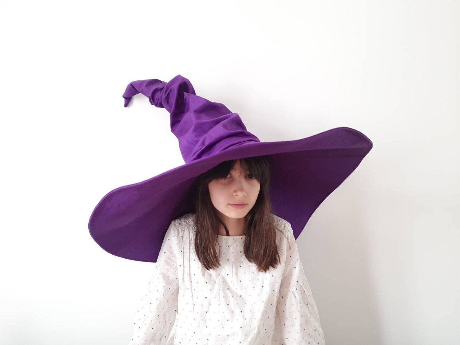 Witch Hat Extra Large Brim Purple Witch Hat Cotton - Etsy