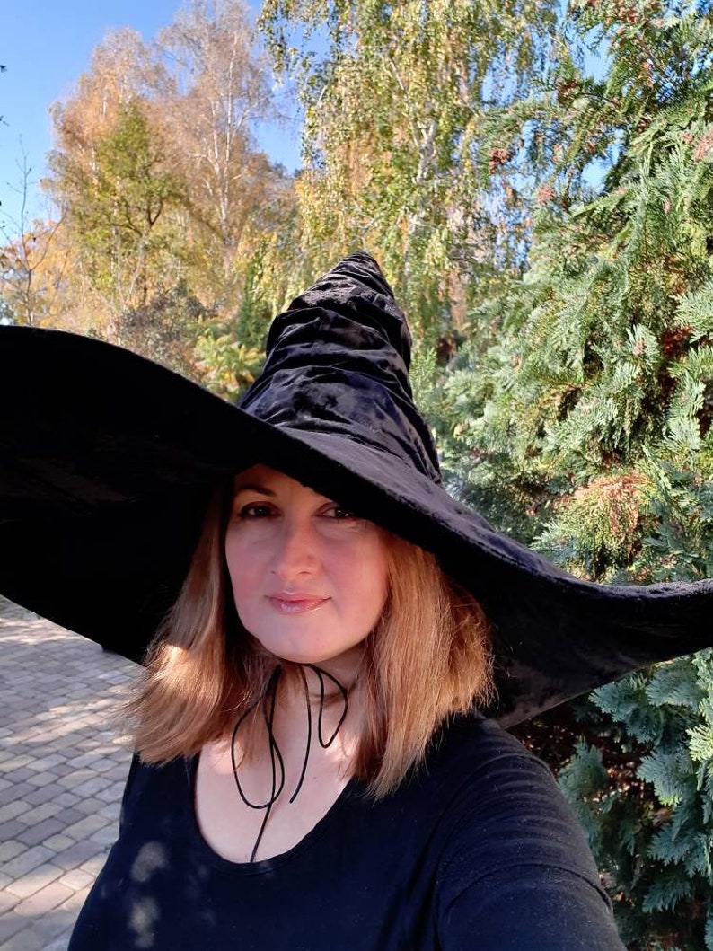 Custom Order. Black Velvet Witch Hat Extra Wide Brim Witch - Etsy