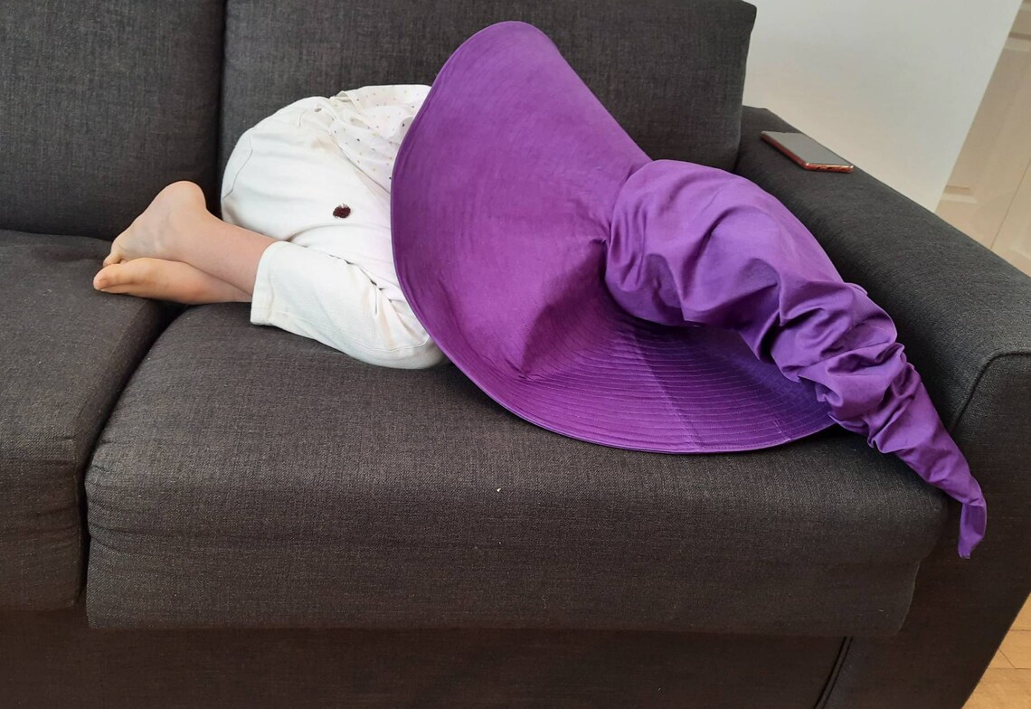 Witch Hat Extra Large Brim Purple Witch Hat Cotton - Etsy