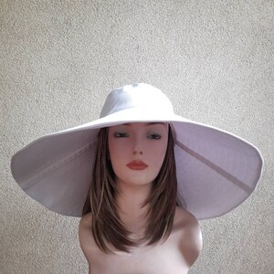 Extra Large Brim Sun Hat, Women's Sun Hat, Wide Brim Summer Hat, White ...