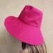 Women's Pink Linen Sun Hat Panama, Deep Pink Summer Hat, Women's Linen ...