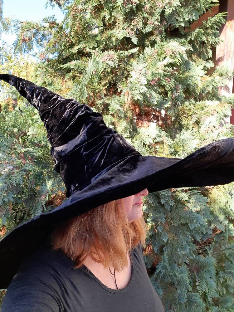 Custom Order. Black Velvet Witch Hat Extra Wide Brim Witch - Etsy