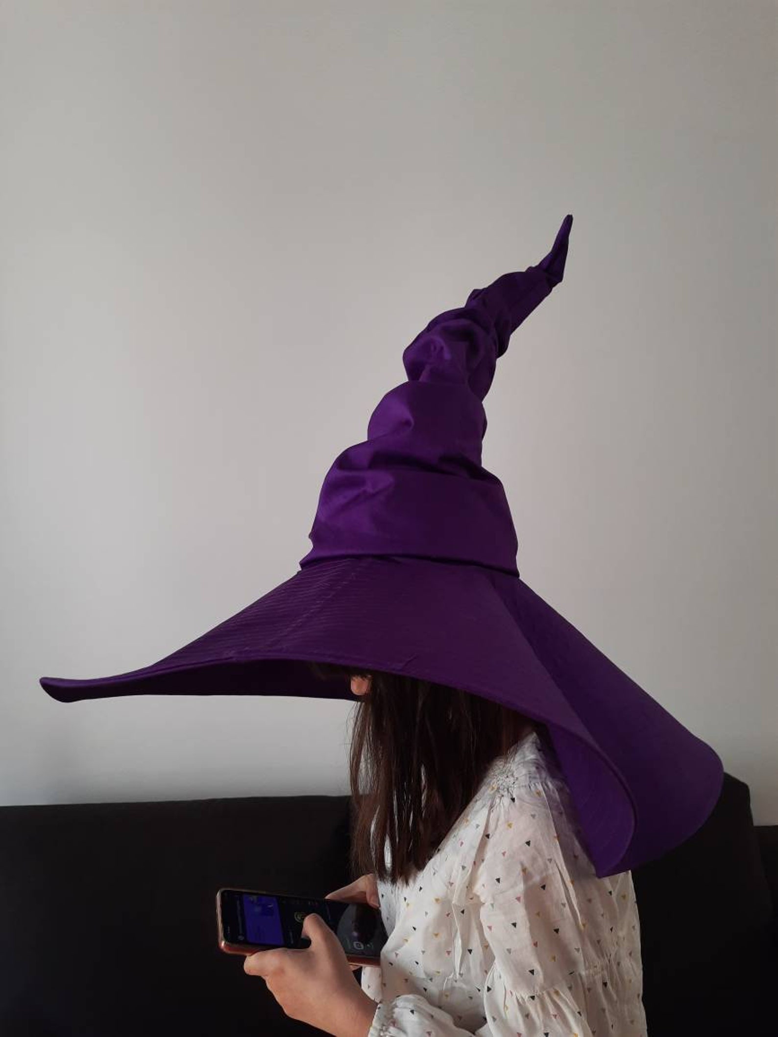 Witch Hat Extra Large Brim Purple Witch Hat Cotton - Etsy