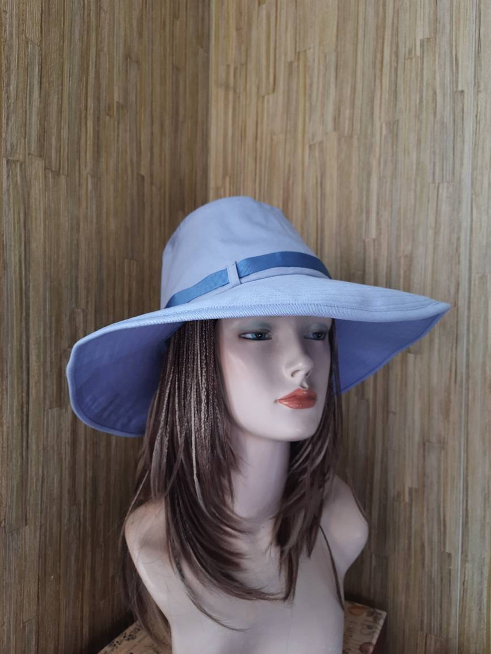 Light blue denim summer sun hat hiking hat women's Sun | Etsy