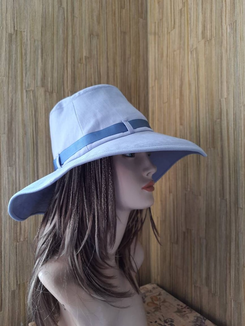 Light Blue Denim Summer Sun Hat, Hiking Hat, Women's Sun Hat, Travel ...