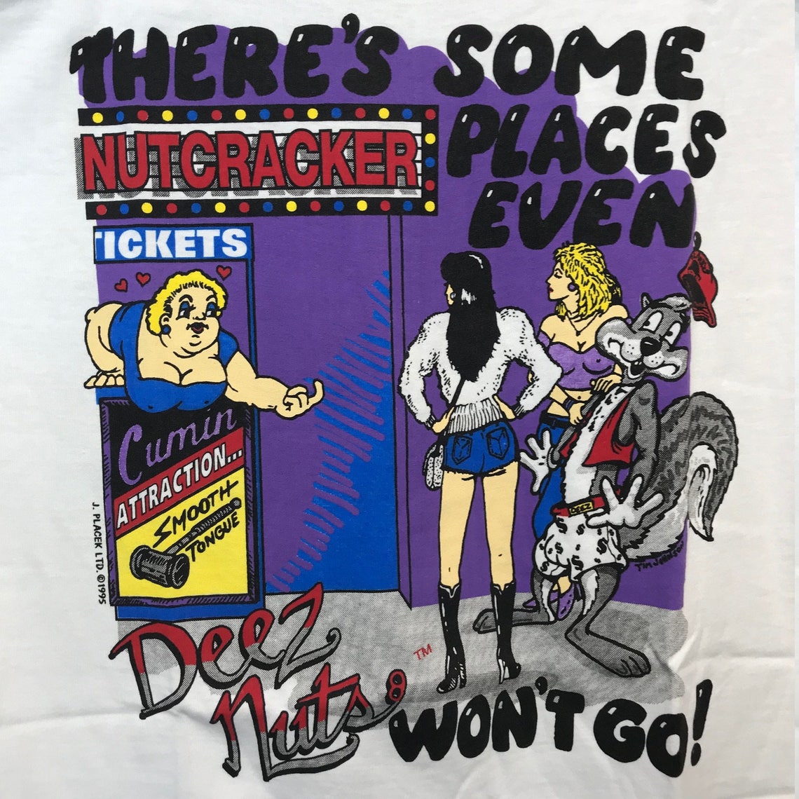 L Nos Vintage 90s 1995 Deez Nuts Strip Club T Shirt * Nutz Rap Comic ...