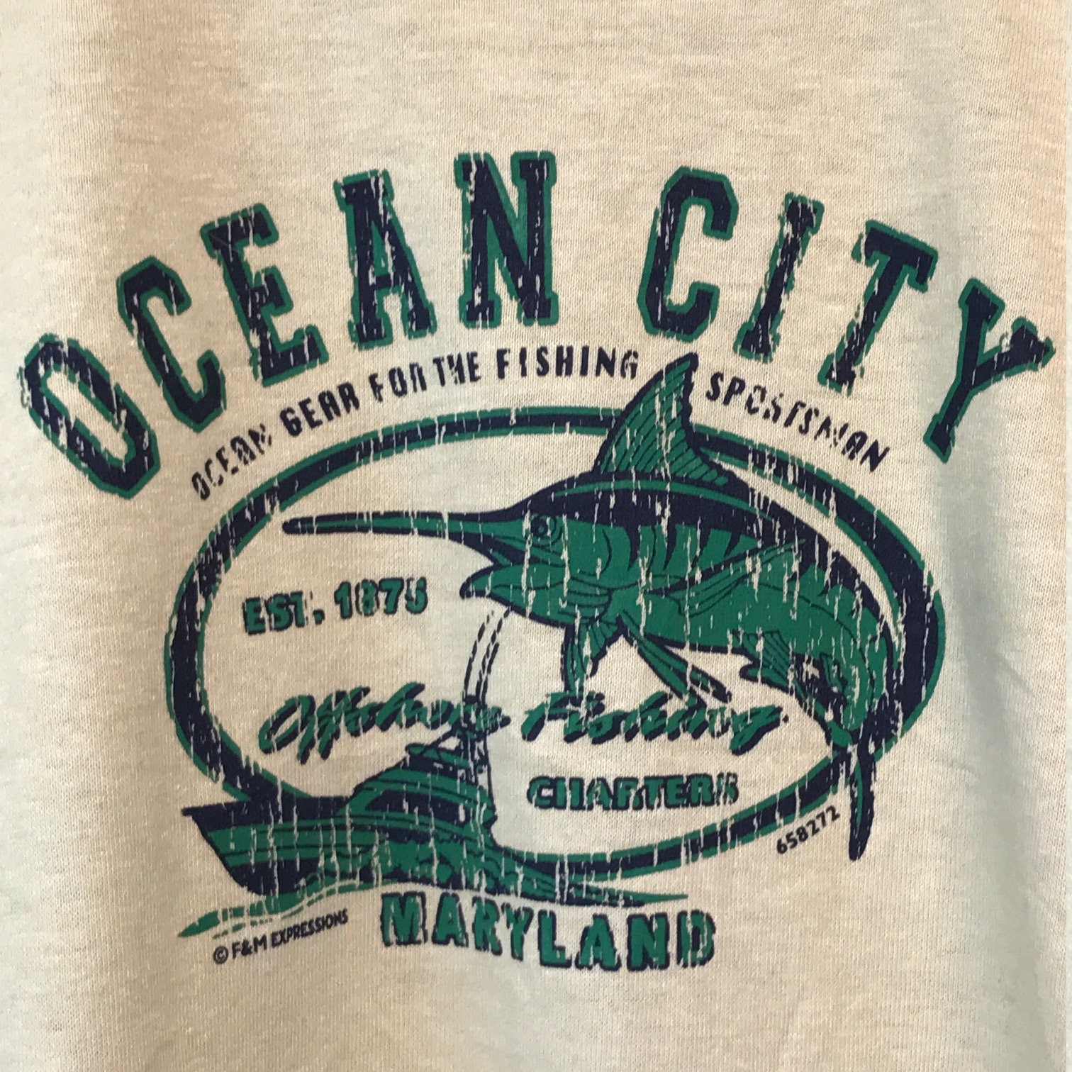 XS * vintage 80s Ocean City Maryland fishing t shirt
