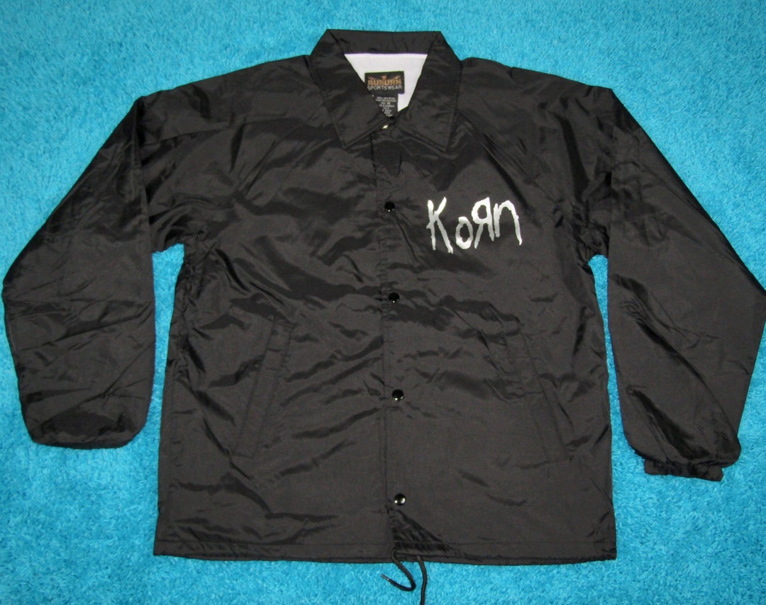 M Vintage 90s KORN Issues Windbreaker Coaches Jacket Shirt Tour Concert ...