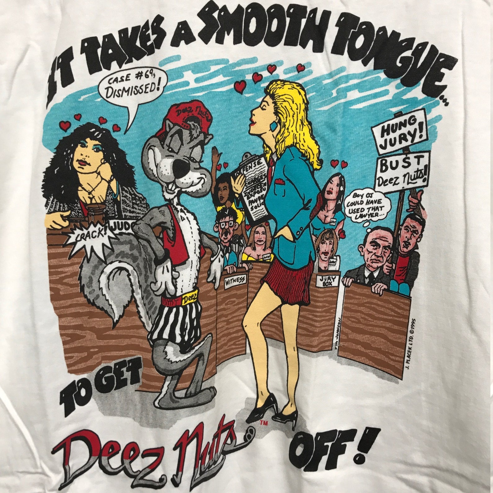 XL NOS Vintage 90s 1995 Deez Nuts Lawyer Court T Shirt * Comic Rap Big ...
