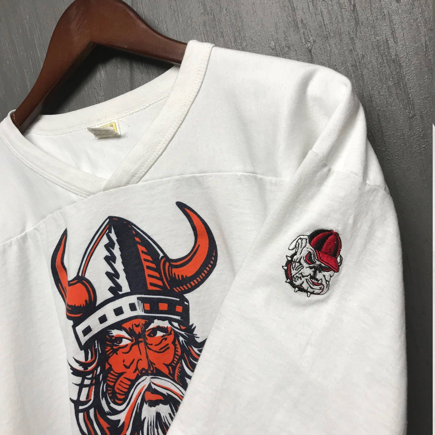 M/L vintage 80s Viking mid riff belly t shirt jersey * medium large