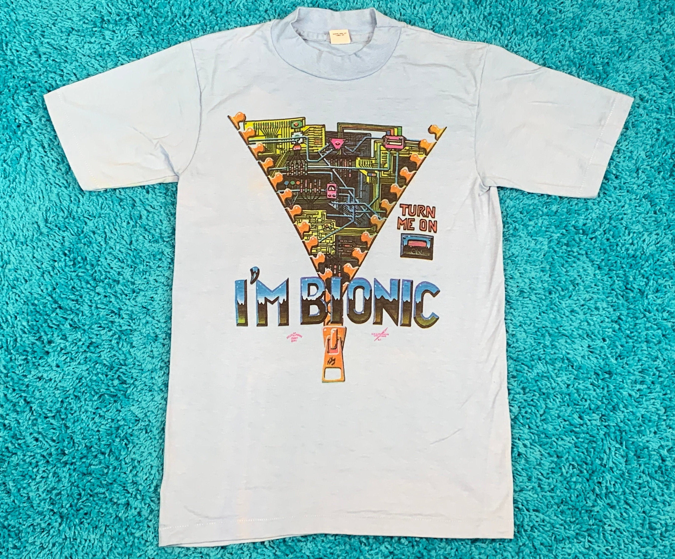 S * nos vtg 70s 1977 I'm Bionic t shirt * Alton Kelley stanley mouse ...
