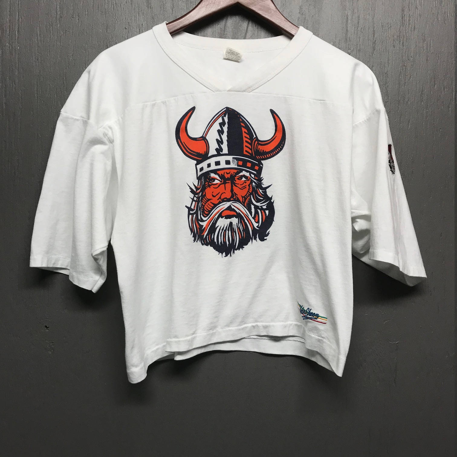 M/L vintage 80s Viking mid riff belly t shirt jersey * medium large