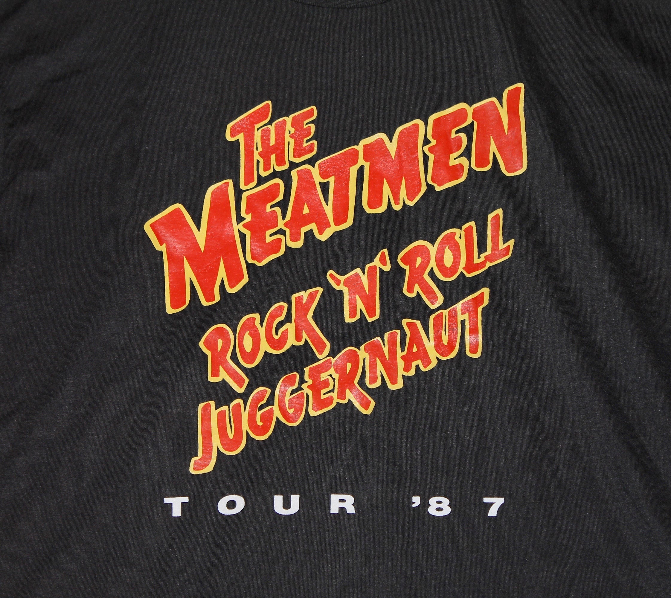 L * NOS thin vtg 80s 1987 The Meatmen rock n roll juggernaut tour t ...