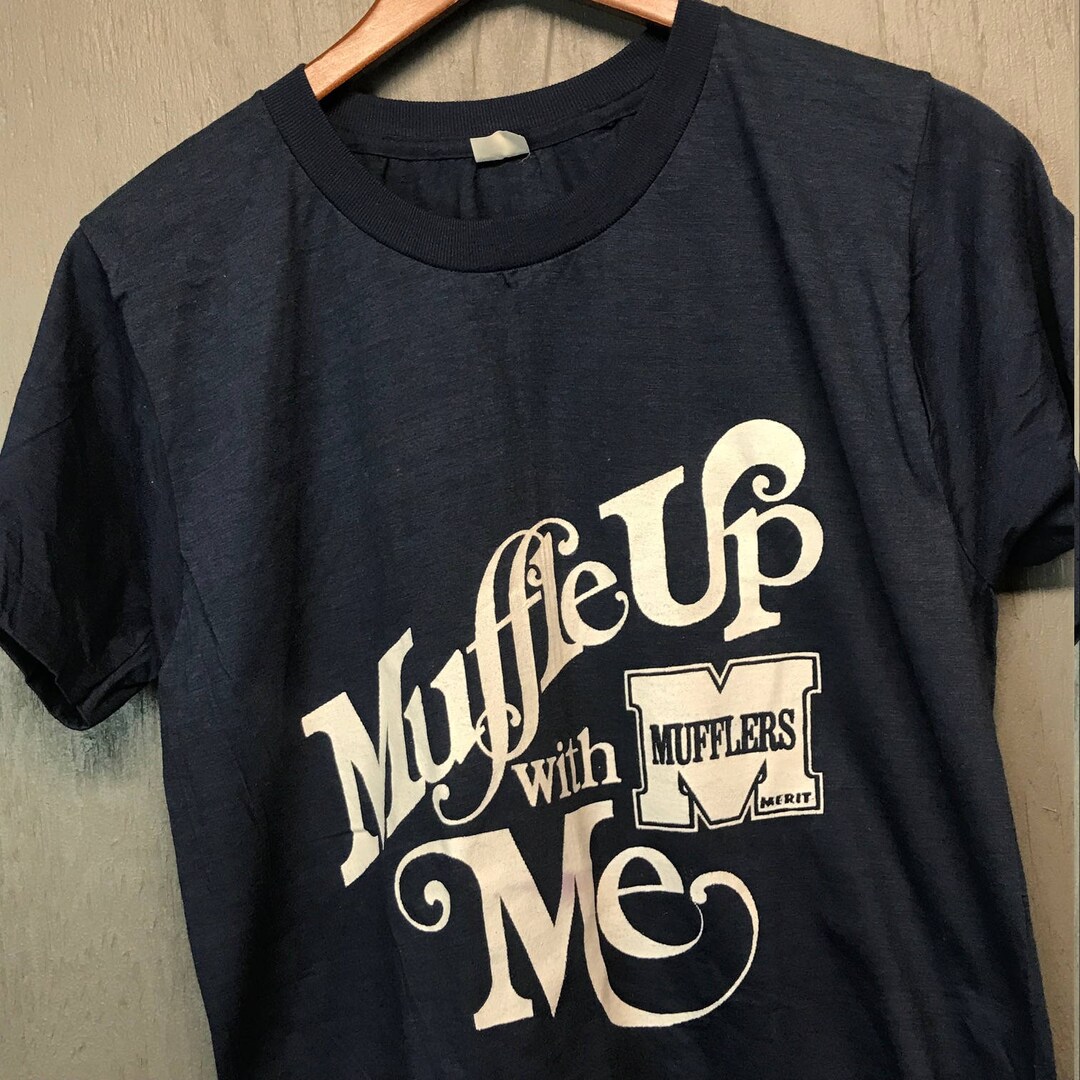 M * Nos Thin Vintage 70s Muffle up With Me Merit Mufflers T Shirt ...
