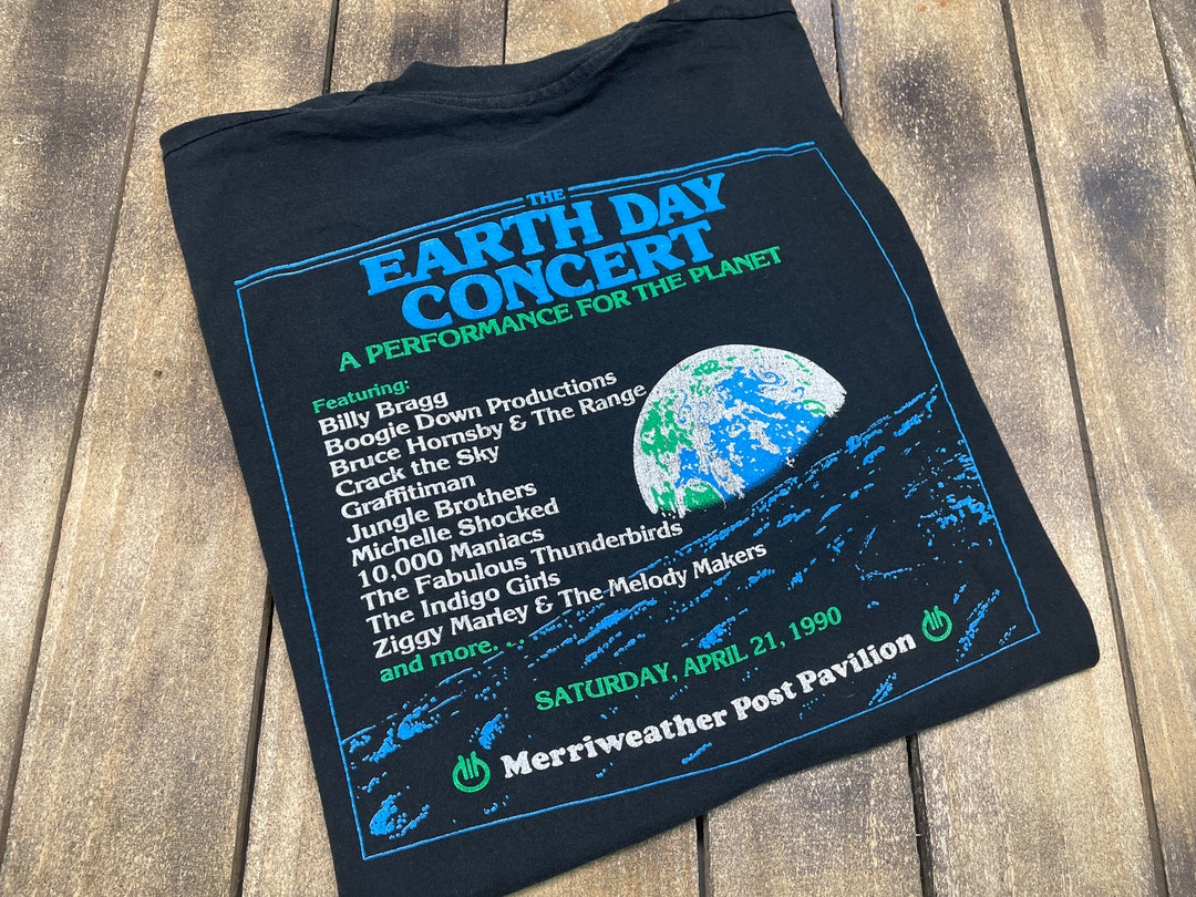 M * Vintage 1990 Earth Day Concert T Shirt * BDP Krs One 10,000 Maniacs ...