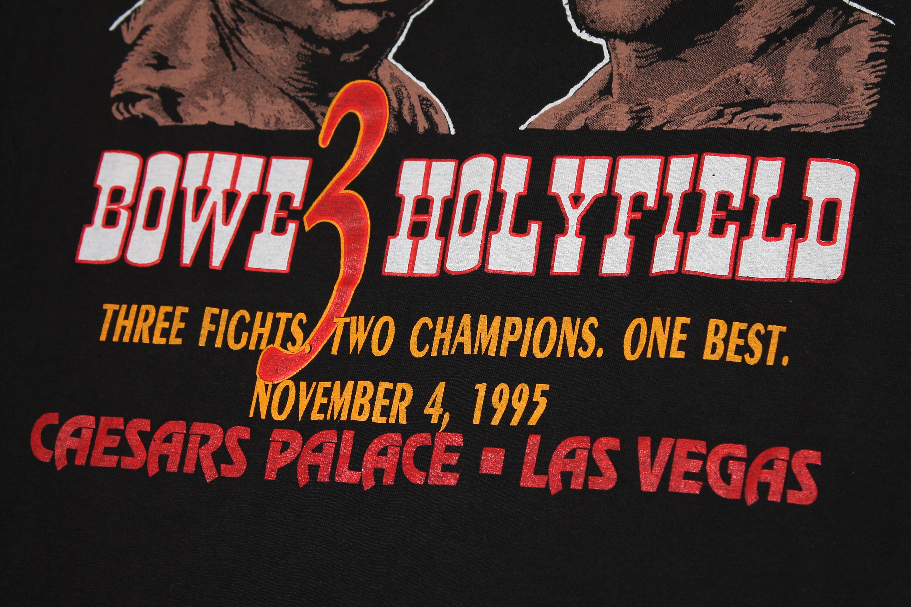 M/L * vtg 90s 1995 Bowe v Holyfield 3 boxing t shirt * riddick evander ...