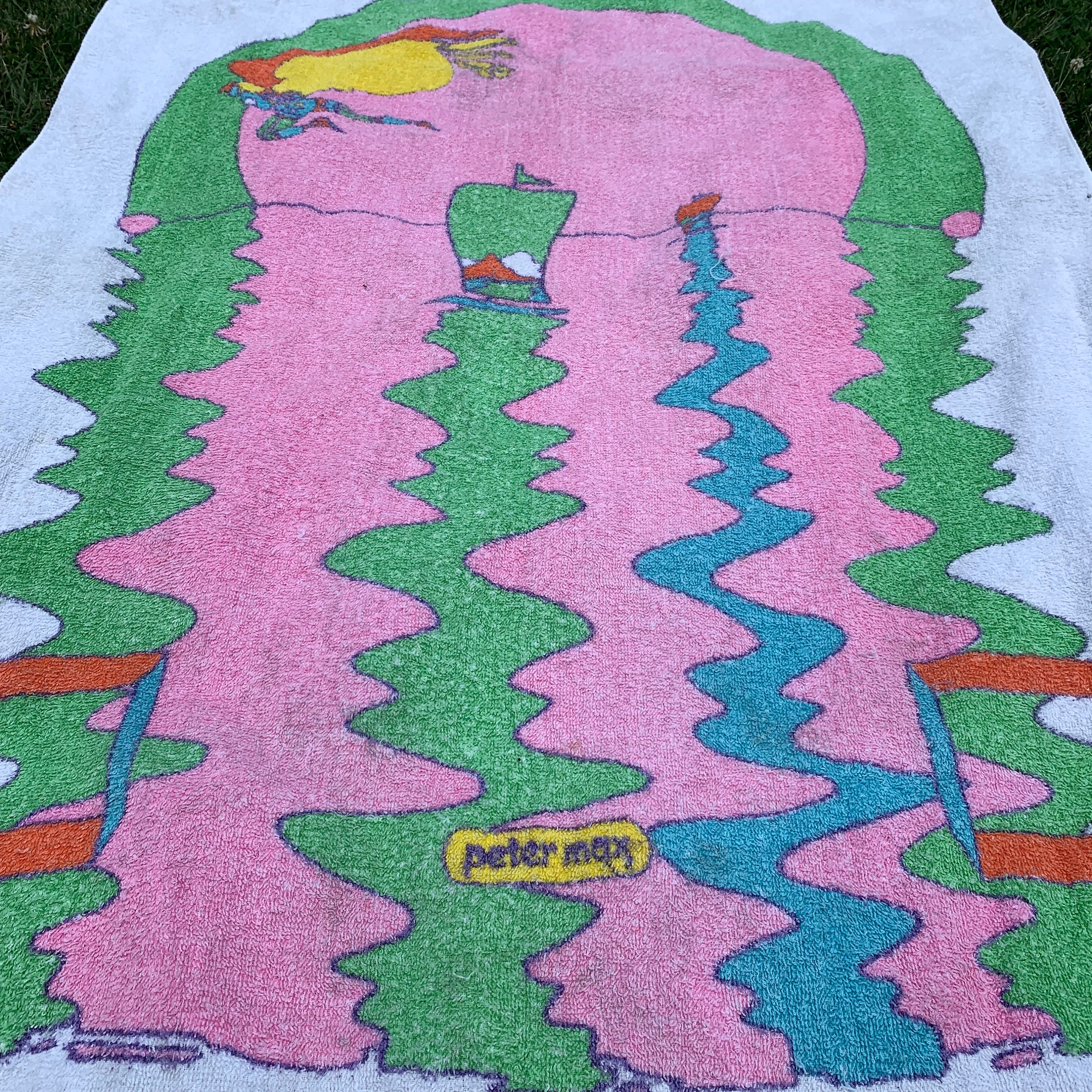vtg 60s / 70s Peter Max beach towel * wall hanging art psych mod hippie