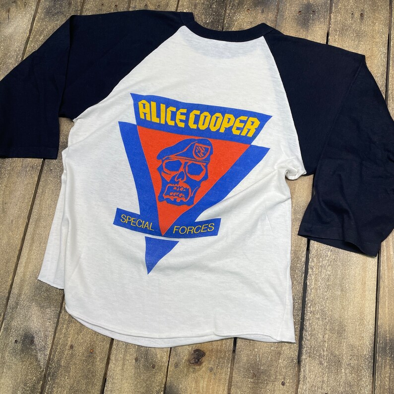 S Vintage 80s 1981 Alice Cooper Special Forces Raglan T Shirt 3238