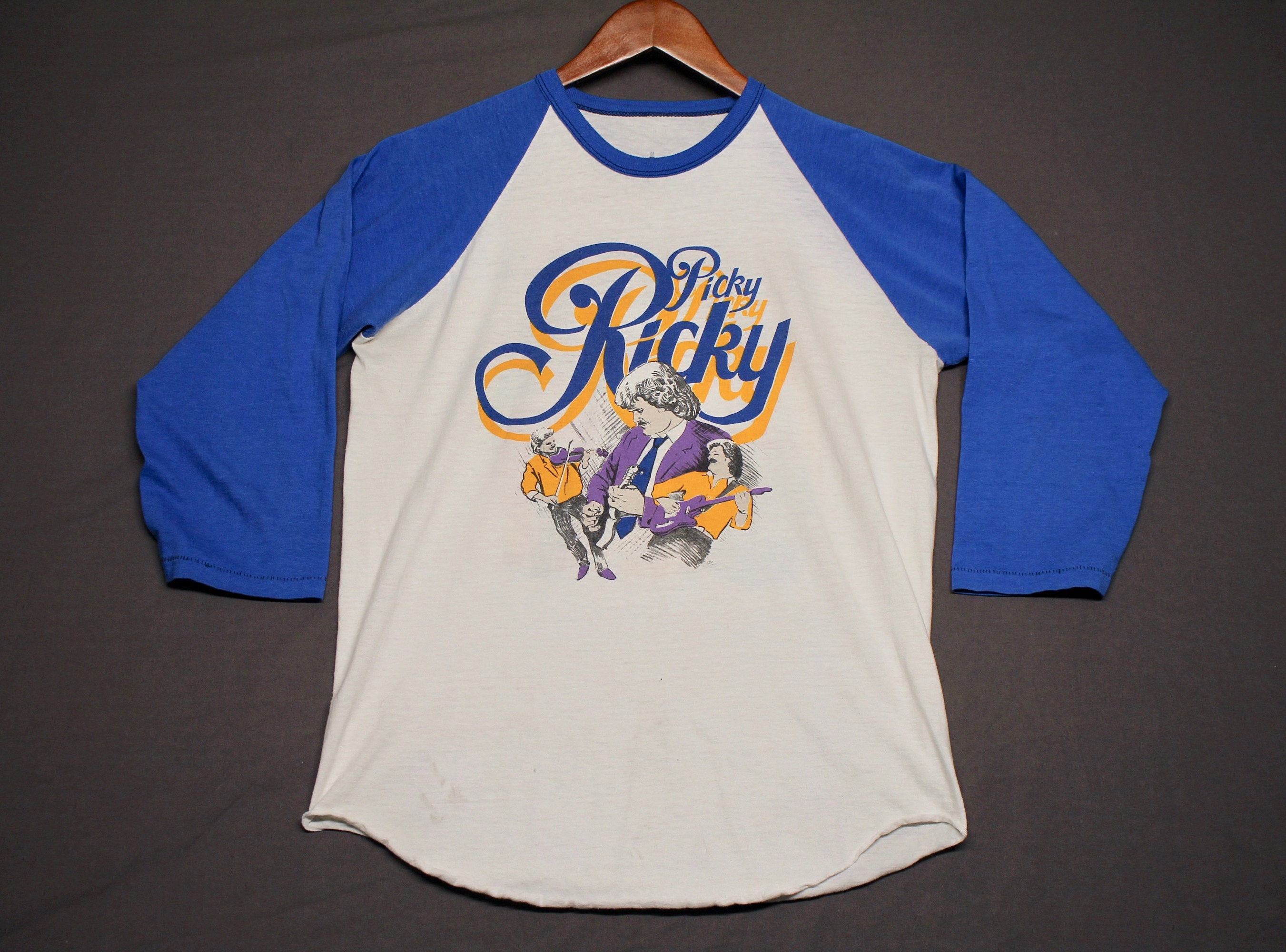 M * vtg 80s 1986 Ricky Skaggs raglan tour t shirt * 101.12 bluegrass ...