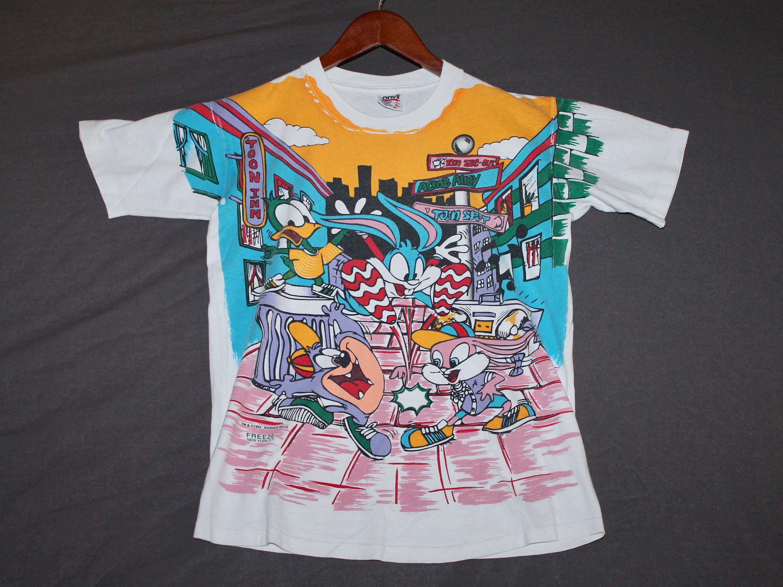S * vtg 90s 1994 Tiny Toon Adverntures t shirt * cartoon tv show * 99. ...