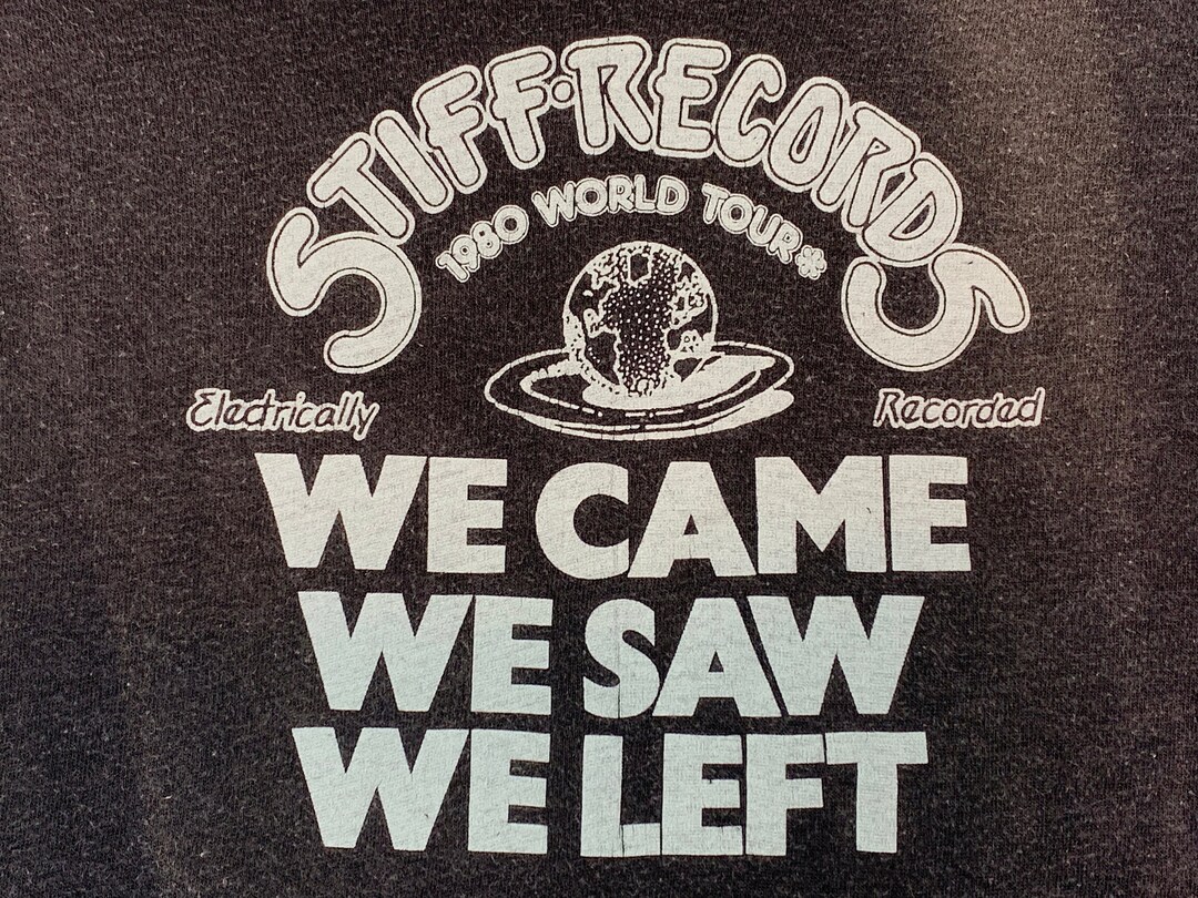 L * Vtg 1980 Stiff Records Tour T Shirt * Ian Dury and the Blockheads ...