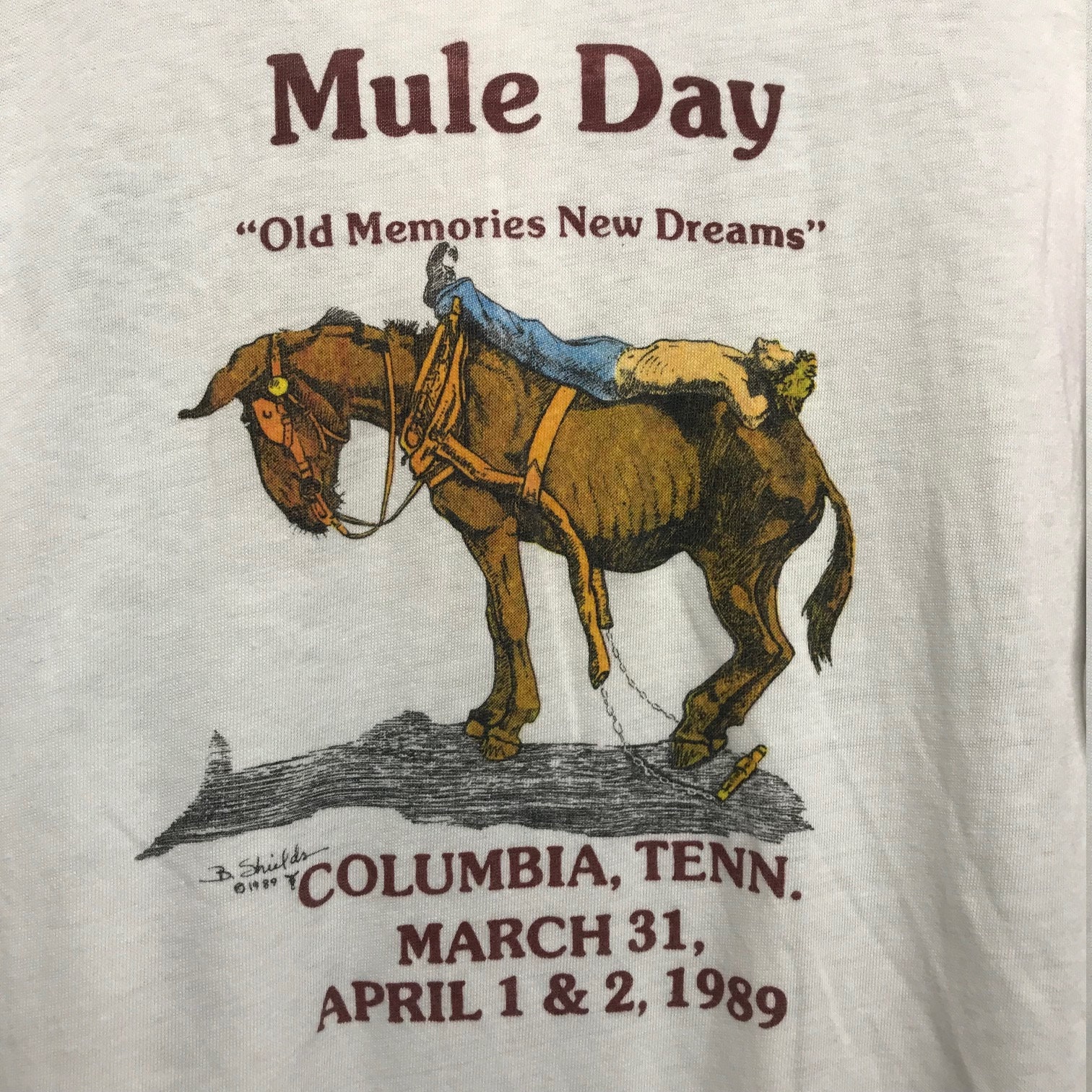 M/L thin vintage 80s 1989 Mule Day Columbia TN henley t shirt * medium ...