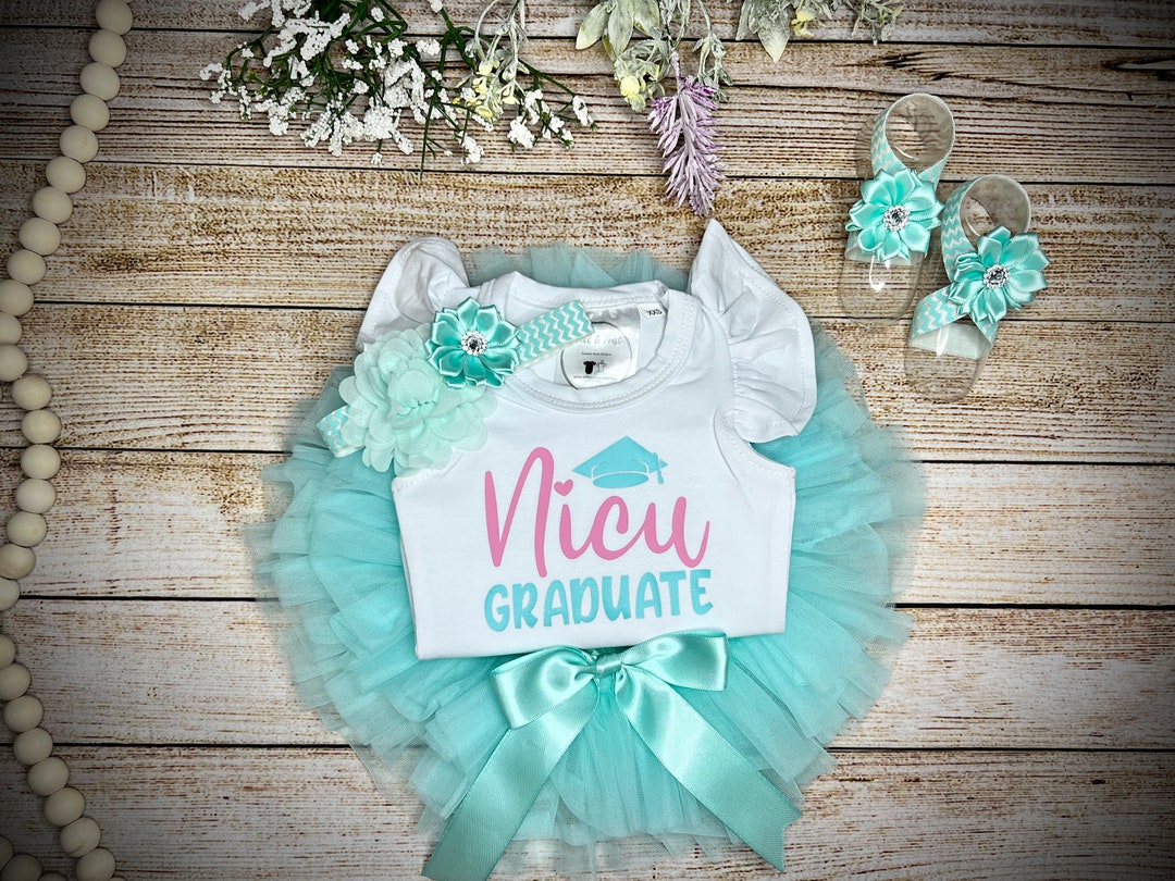 Baby Girl NICU Graduate Outfit: Bodysuit, Aqua Tutu, Headband ...