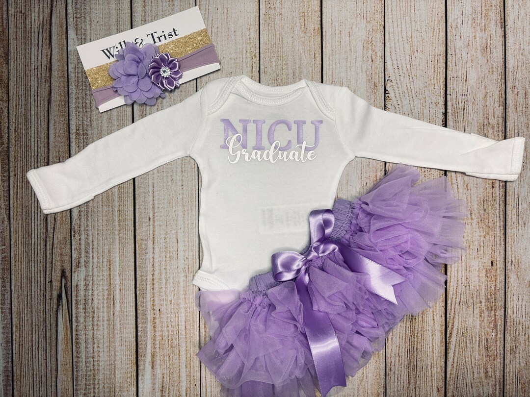 Baby Girl NICU Graduate Bodysuit Outfit: Lavender Tutu, Headband Set - Etsy