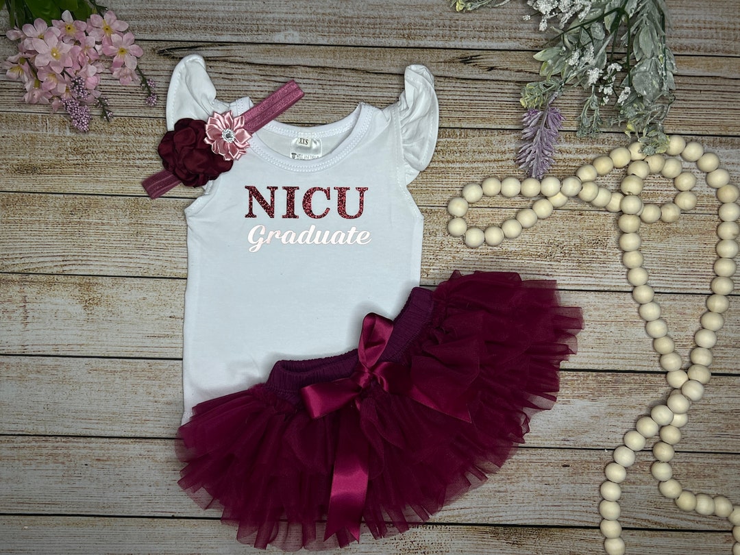 Baby Girl NICU Graduate Outfit: Burgundy Tutu & Barefoot Sandals - Etsy