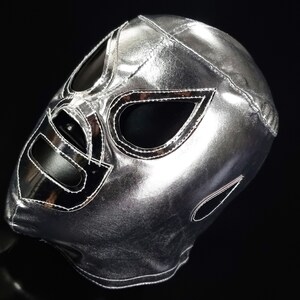 Hand Made SILVER Wrestling Mask Luchador Costume Wrestler Lucha Libre ...