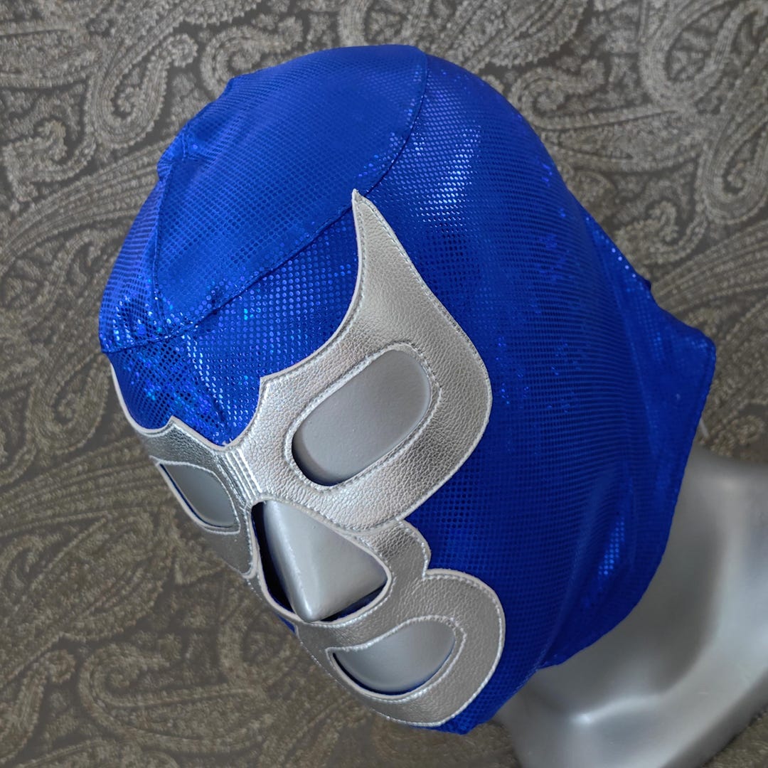 Hand Made BLUE Mask Wrestling Mask Luchador Costume Wrestler Lucha ...