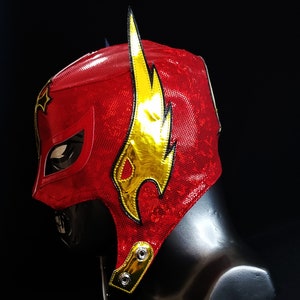 Hand Made RED LIGHTNING Wrestling Mask Luchador Costume Wrestler Lucha ...