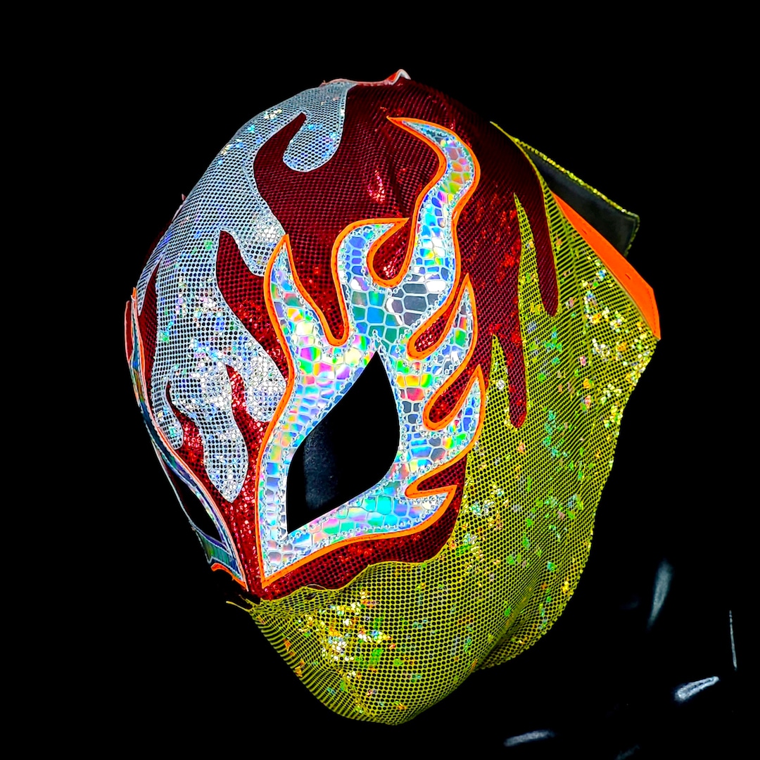 Flame Wrestling Mask Luchador Costume Wrestler Lucha Libre Mexican Mask ...