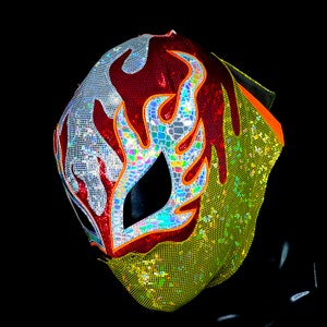 Flame Wrestling Mask Luchador Costume Wrestler Lucha Libre Mexican Mask ...