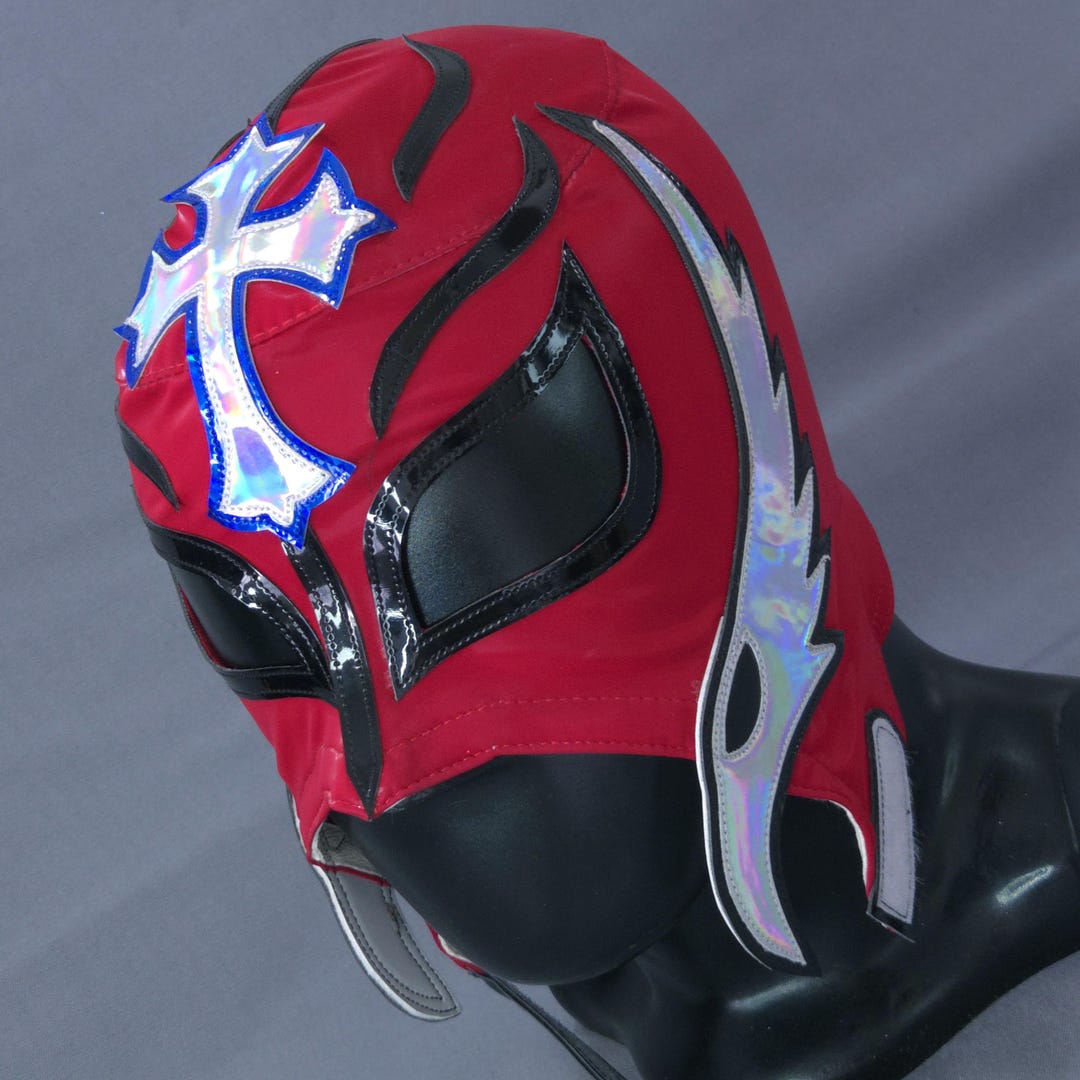 RED SILVER MASK Wrestling Mask Luchador Costume Wrestler Lucha Libre ...