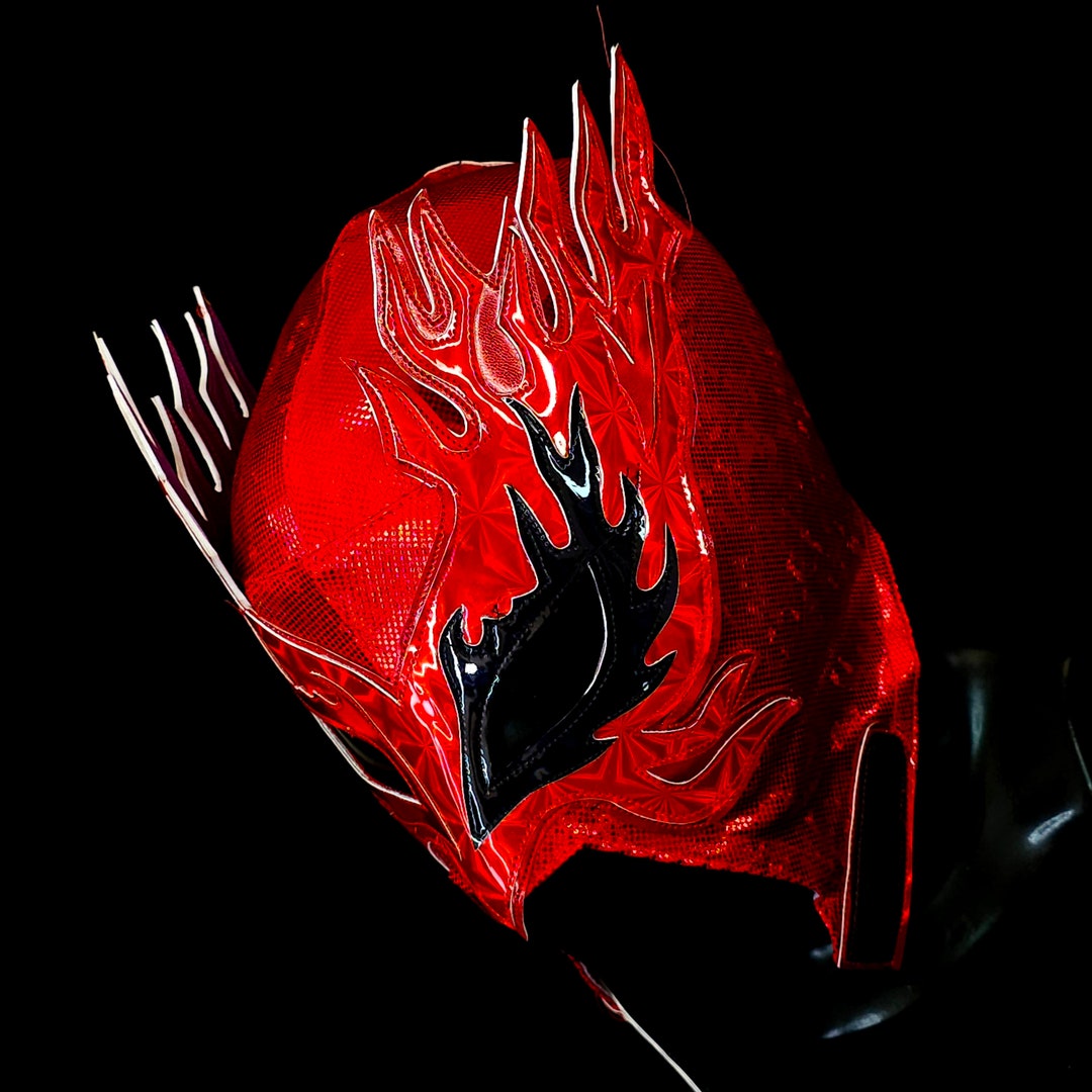 FIRE MASK Wrestling Mask Luchador Costume Wrestler Lucha Libre Mexican ...