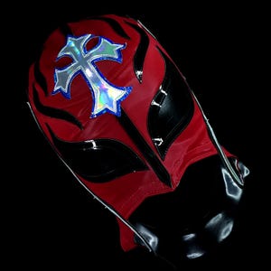 RED SILVER Mask Wrestling Mask Luchador Costume Wrestler Lucha Libre ...