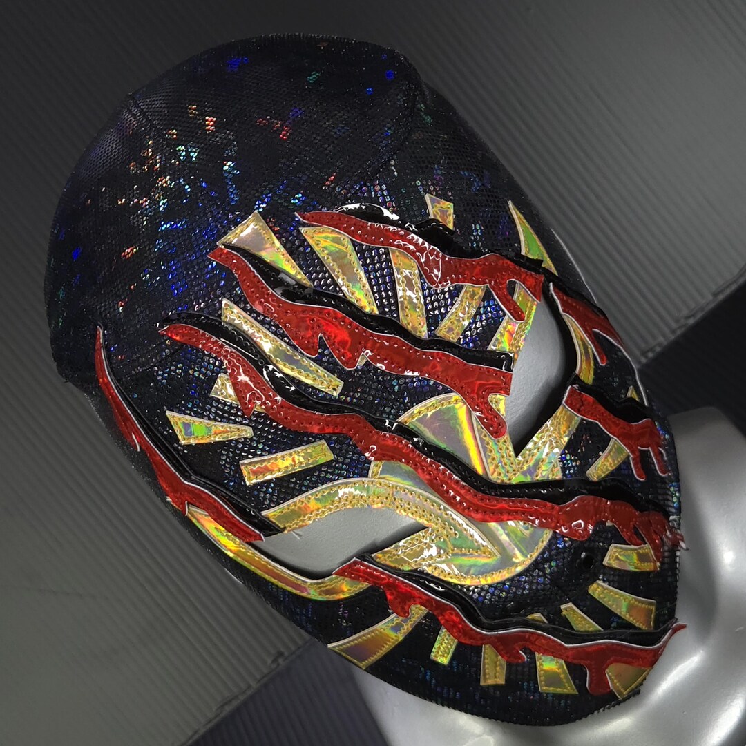 Hand Made BLACK SCARS Mask Wrestling Mask Luchador Costume Wrestler ...