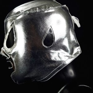 Hand Made SILVER Wrestling Mask Luchador Costume Wrestler Lucha Libre ...
