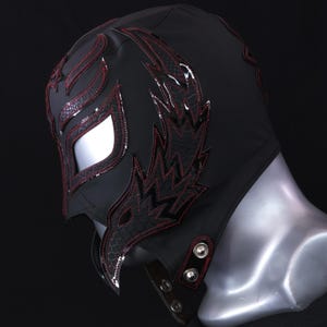 Hand Made Black Wrestling Mask Luchador Costume Wrestler Lucha Libre ...