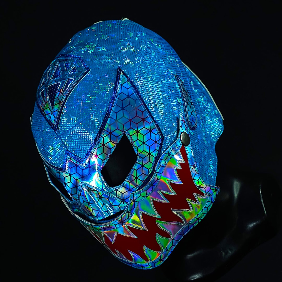 Hand Made BLUE SHARK MASK Wrestling Mask Luchador Costume Wrestler ...