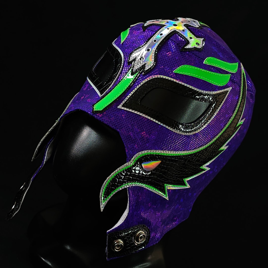 PURPLE GREEN MASK Wrestling Mask Luchador Costume Wrestler Lucha Libre ...