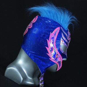 Hand Made PURPLE BLUE Wrestling Mask Luchador Costume Wrestler Lucha ...