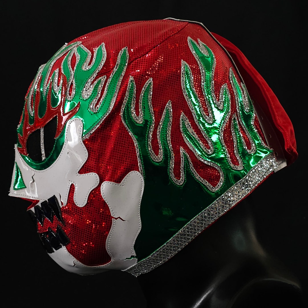 Hand Made FIRE SKULL Mask Wrestling Mask Luchador Costume Wrestler ...