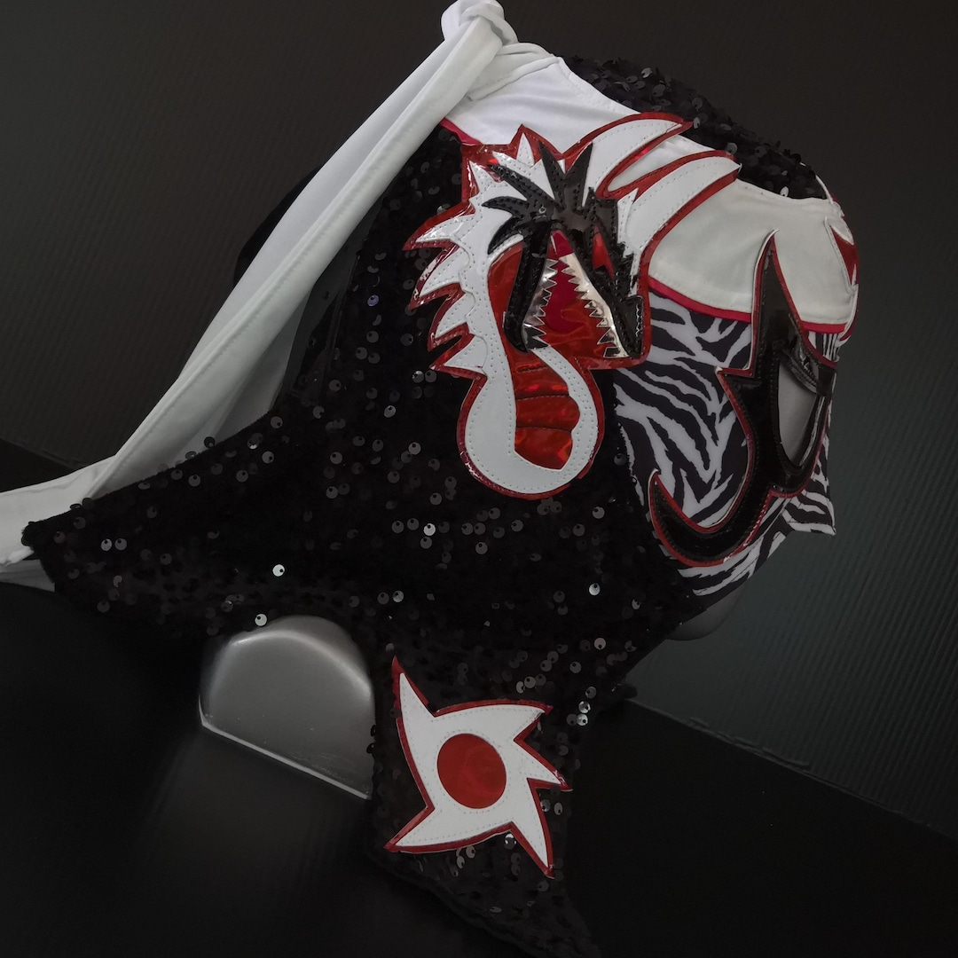 Hand Made BLACK Dragon Wrestling Mask Luchador Costume Wrestler Lucha ...