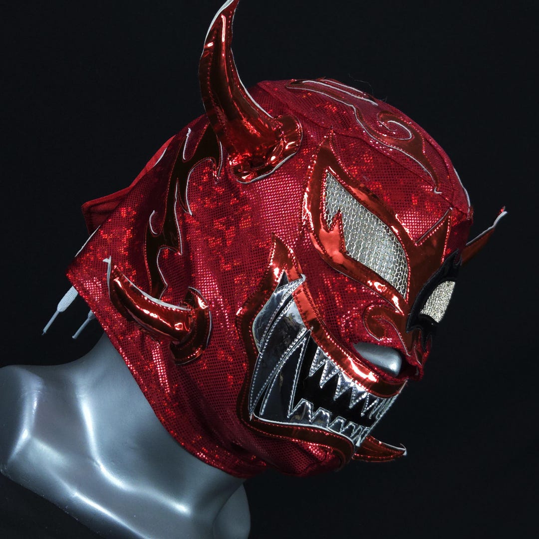 Hand Made Demon Mask Wrestling Mask Luchador Costume Wrestler Lucha ...