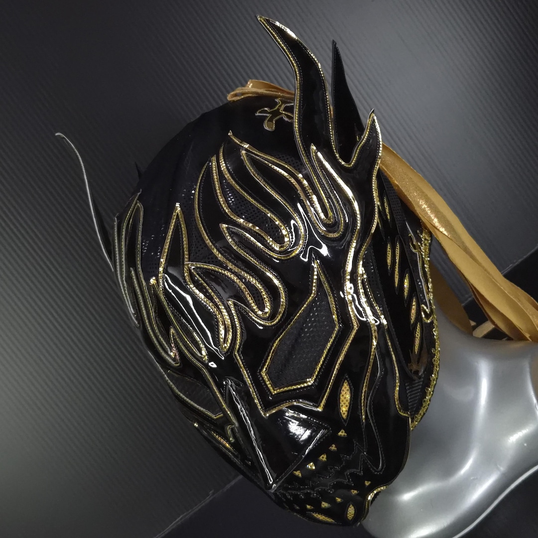 Hand Made BLACK SKULL MASK Wrestling Mask Luchador Costume Wrestler ...