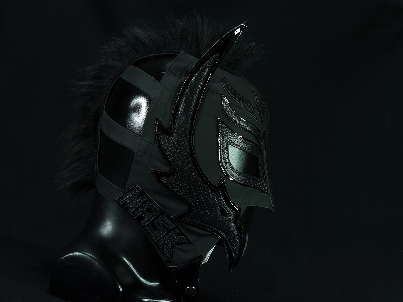 Hand Made ALL BLACK Wrestling Mask Luchador Costume Wrestler Lucha ...