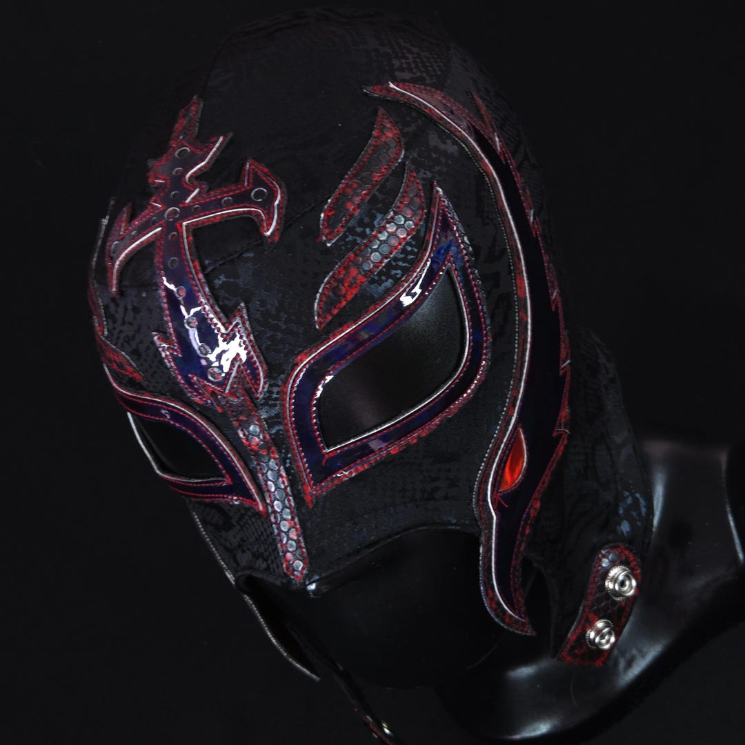 BLACK RED Mask Wrestling Mask Luchador Costume Wrestler Lucha Libre ...